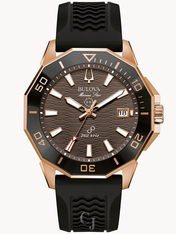 BULOVA MARINE STAR SERIES C BROWN DIAL SILICONE STRAP MEN’S WATCH ...